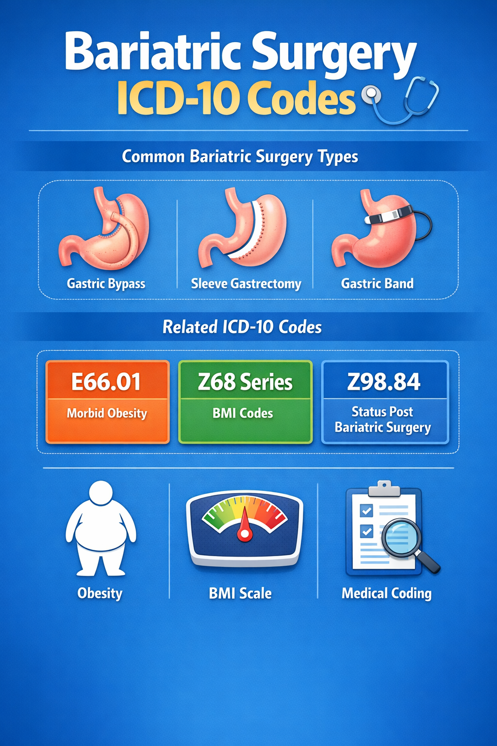 ICD-10 Code for Bariatric Surgery (2026): Z98.84, E66 & BMI Codes Explained